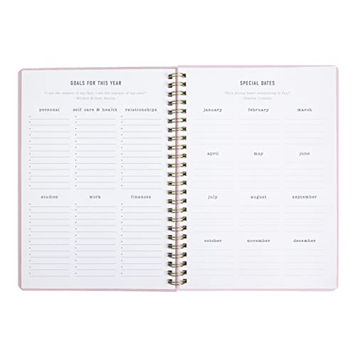 Letts Celebrate Weekly/Monthly Planner, 12 Months, January to December, 2024, Gold Twin-Wire Binding, A5 Size, 8.25" x 5.875", Multilingual, Rose (C082185-24)