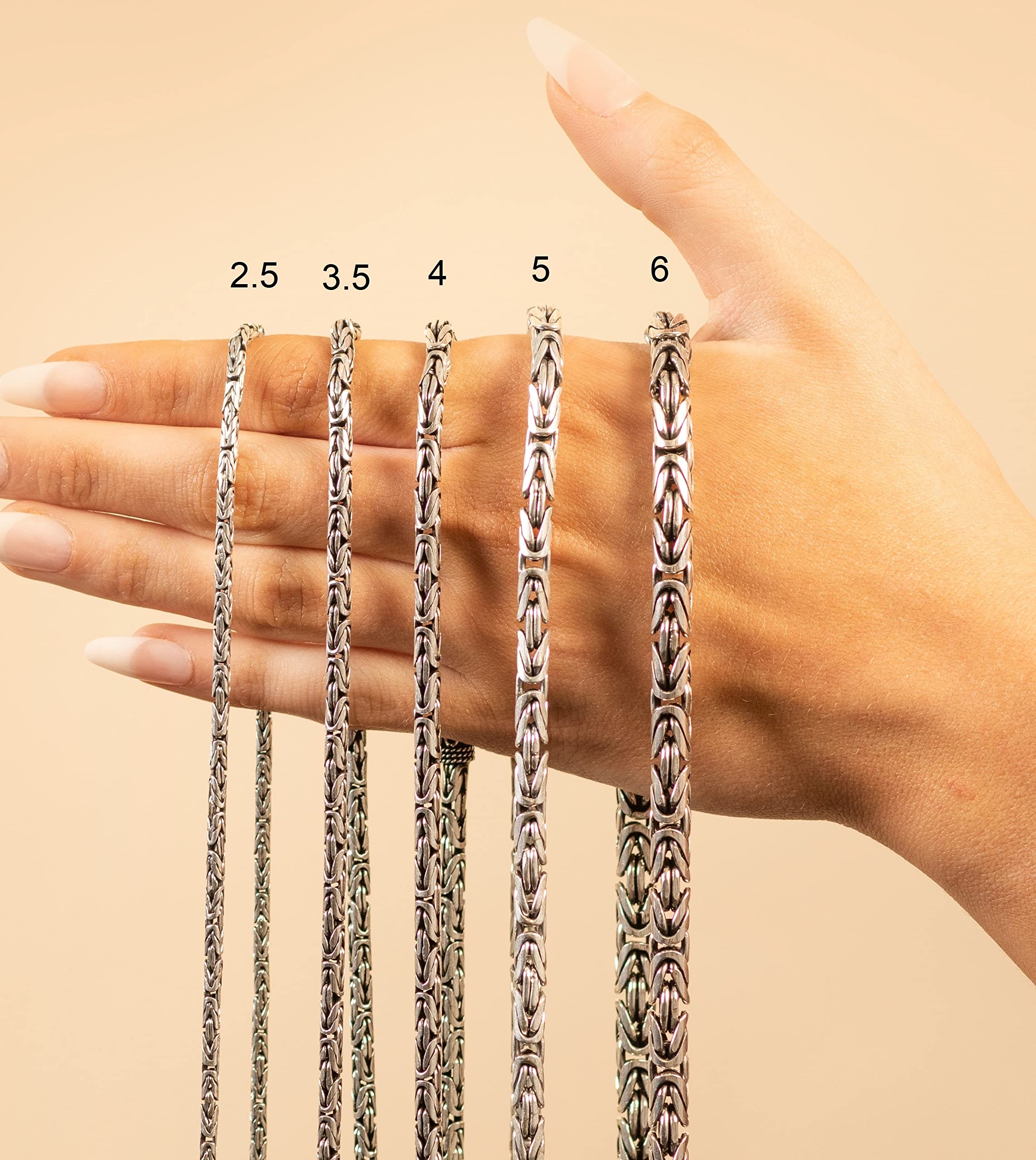 Olive & Chain Oxidized 925 Sterling Silver Bali Byzantine Chain Necklace, Hook Eye Closure, Hypoallergenic, Unisex Men’s Women’s