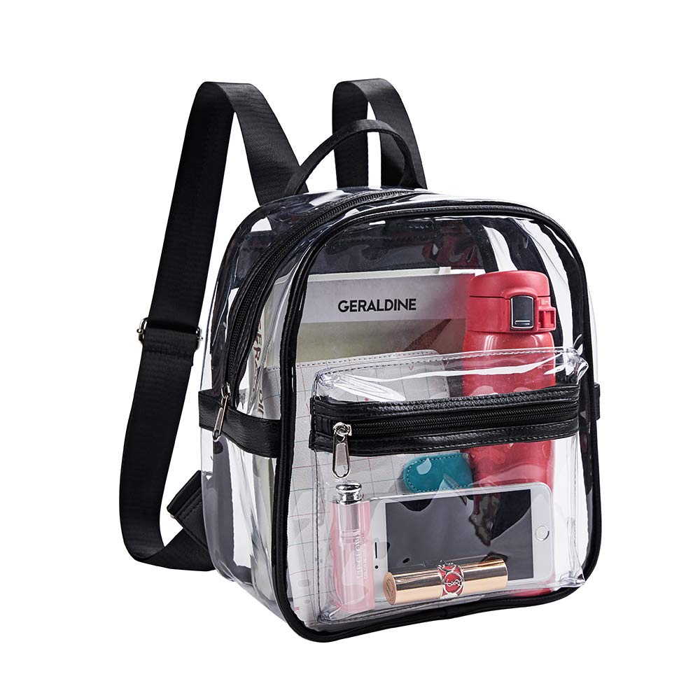 Mini Clear Backpack,Stadium Approved Clear Backpack with Front Accessory Pocket, Heavy Duty See Through Backpack for Festivals, Concerts,Sporting Events