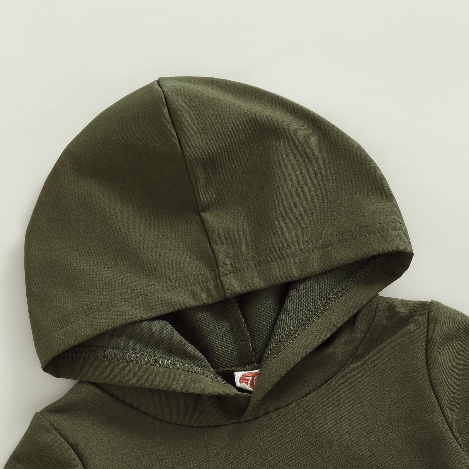 Toddler Baby Boy Fall Outfits Long Sleeve Hoodie Sweatshirt Tops Casual Pants Patchwork 2 Piece Winter Clothes Set (Army Green Patchwork, 18-24 Months)