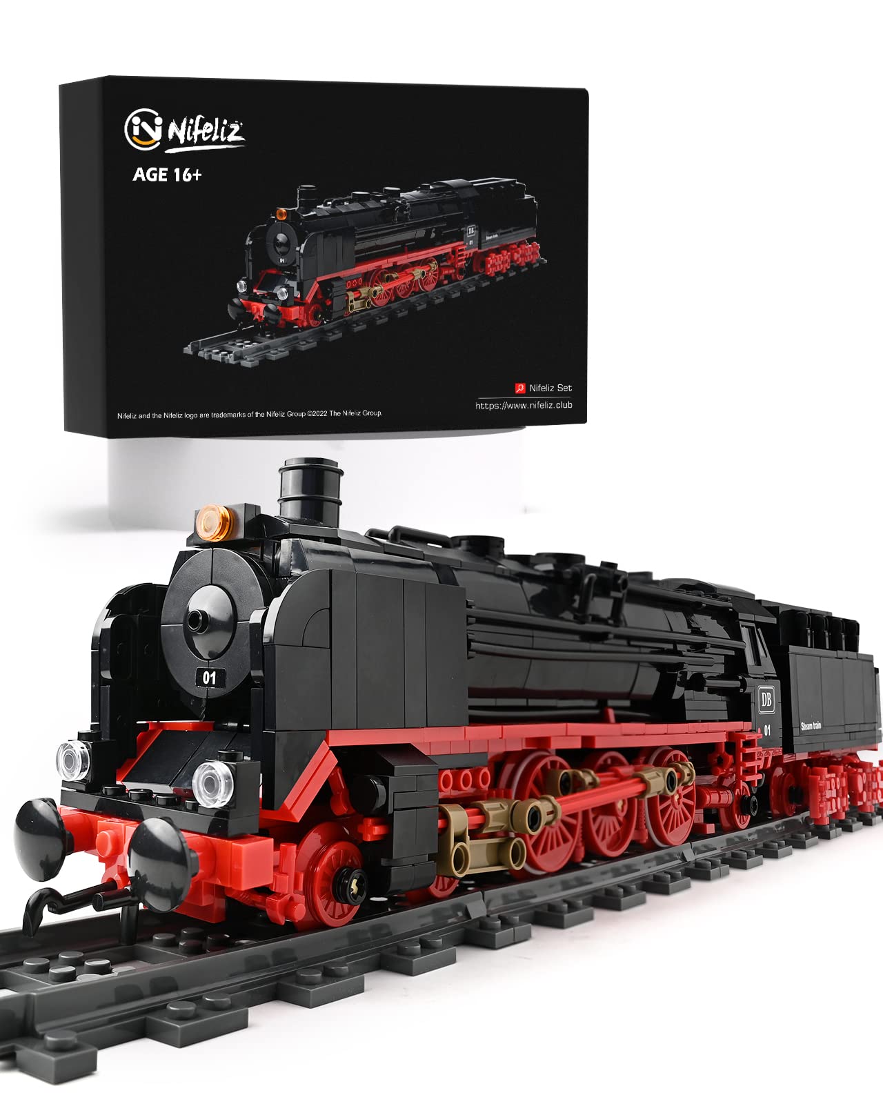 Nifeliz BR01 Steam Train Building Kit and Engineering Toy, Collectible Steam Locomotive Display Set, Train Set with Train Tracks, Top Present for Train Lovers (1173 PCS)