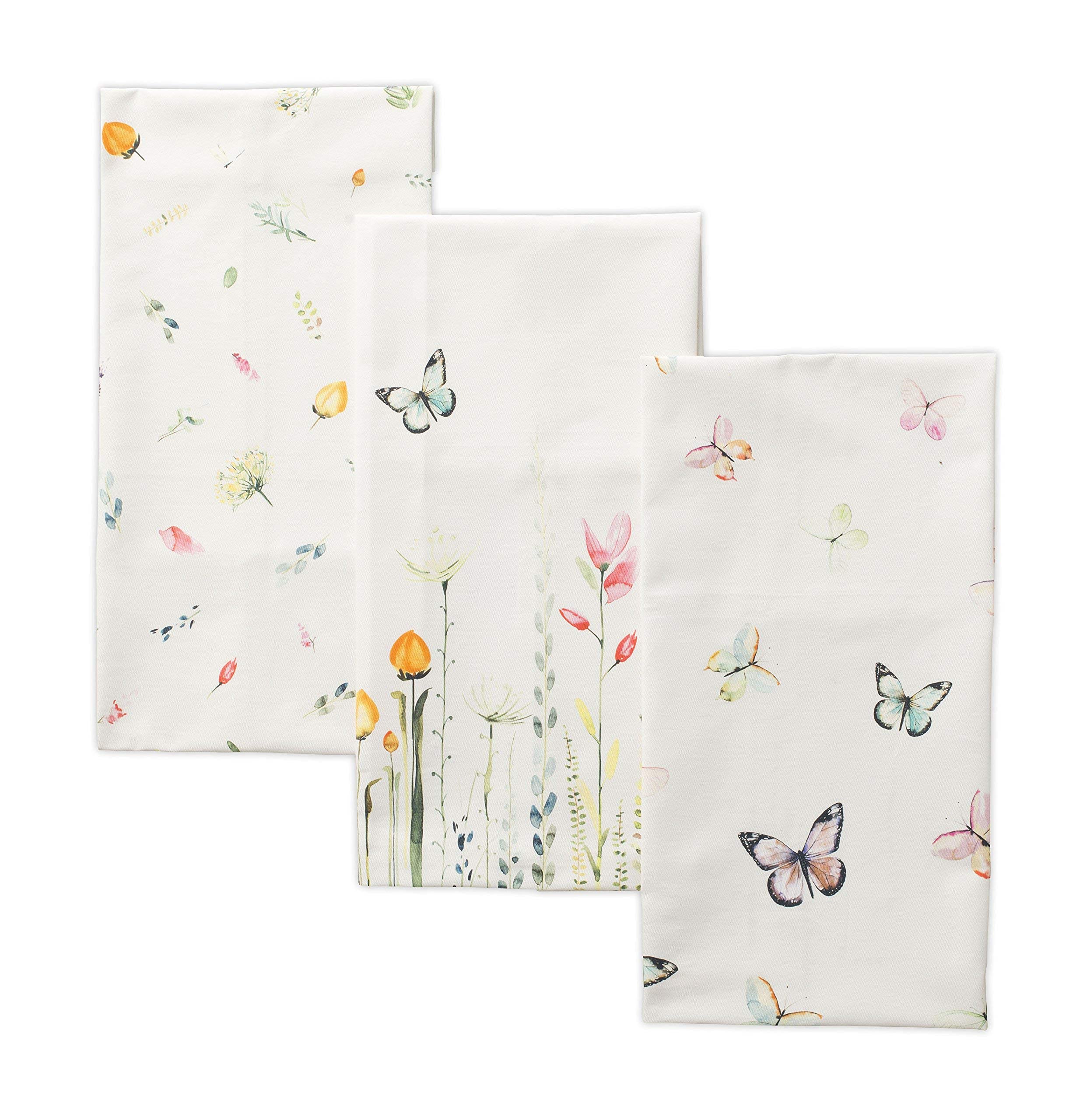 Maison d' Hermine Botanical Fresh Bundle Set 100% Cotton Apron (27.50" by 31.50") Set of 3 Kitchen Towels (20" by 27.5") and Oven Mitt (7.5" by 13")/Pot Holder (8" by 8")