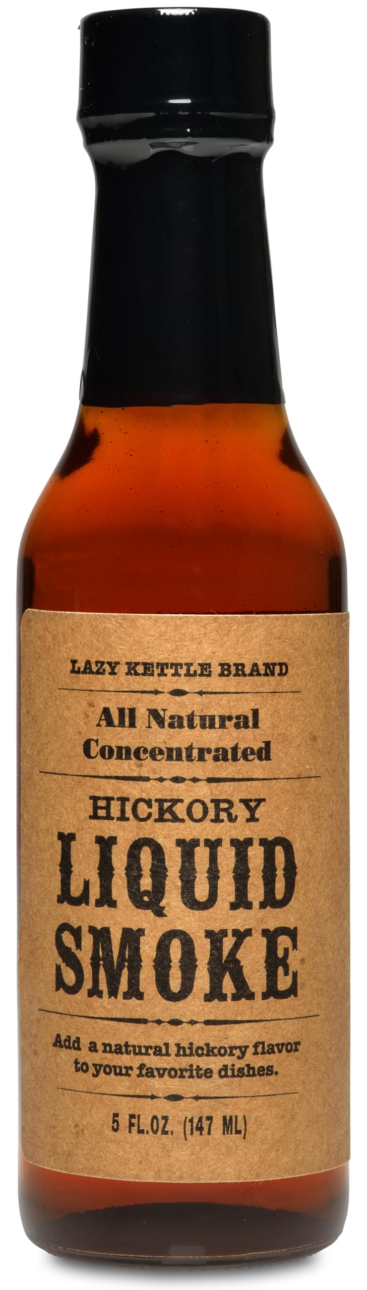 Lazy Kettle Brand All Natural Liquid Smoke | Perfect for Flavoring Meat | Hickory | Used to Flavor Beef Jerky, Steak, Fish, Cheese, Sauces and More | 5 Oz Each