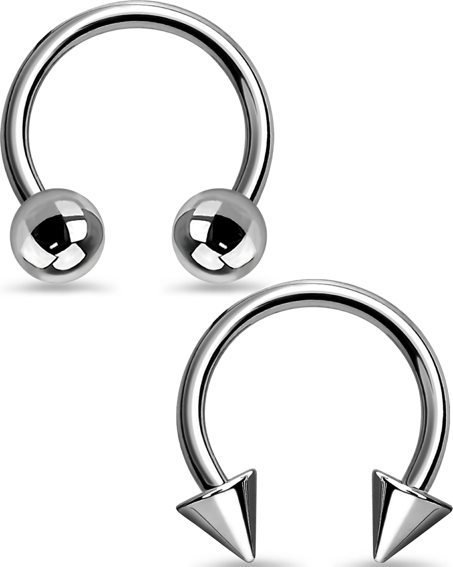 OUFER 16G Septum Rings, G23 Solid Titanium Septum Jewelry, 2PCS Basic Barbell Cartilage Earrings, Helix Daith Conch Piercing Jewelry For Women And Men-12MM