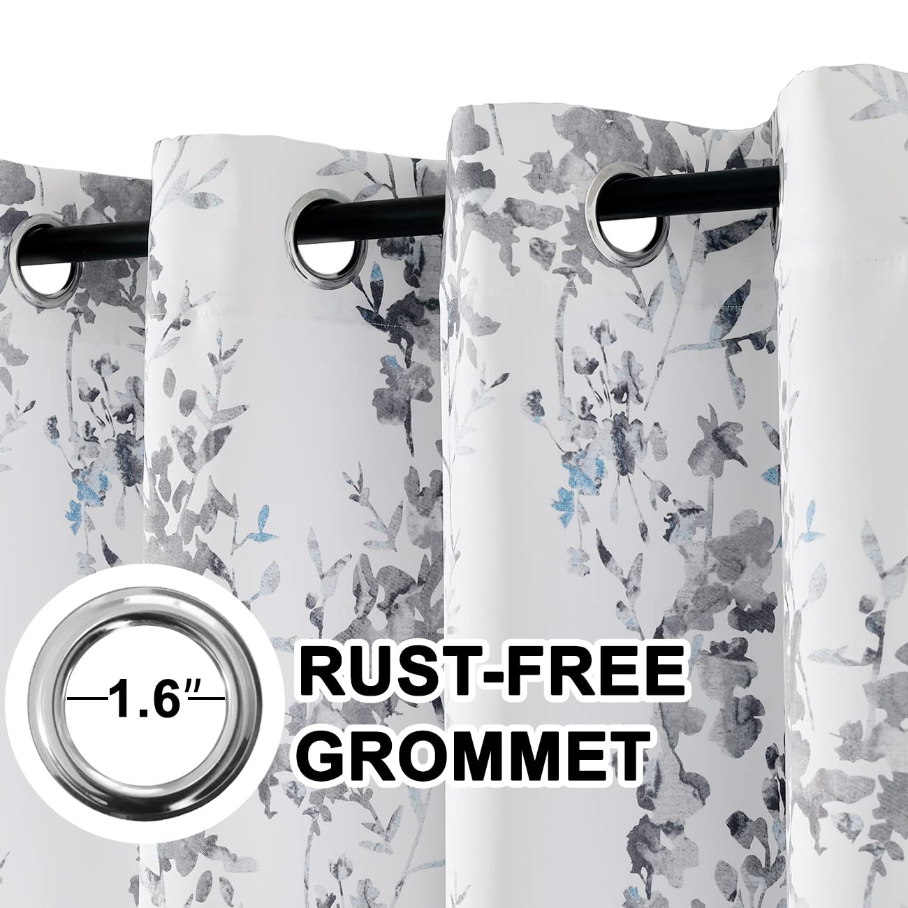Kotile Floral Print Pattern Window Curtains 2 Panel - Room Darkening Thermal Insulated Grommet Curtains for Living Room, Purple, 52 x 95 Inches, 2 Panels Sets