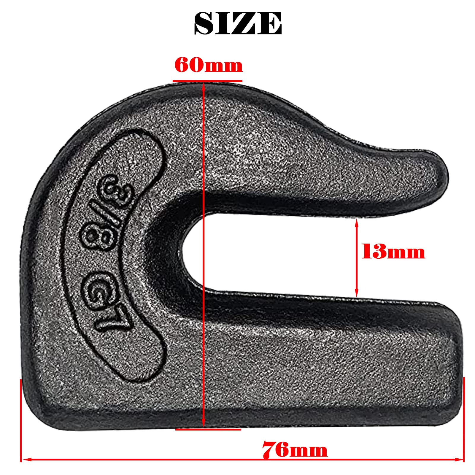 KEYHAO Weld On Grab Chain Hook G70 3/8" Weld On Chain Grab Hooks Bucket Flatbed Trailer Wrecker Tow Tie Down Forged Steel Working Load Limit: 6600 lbs