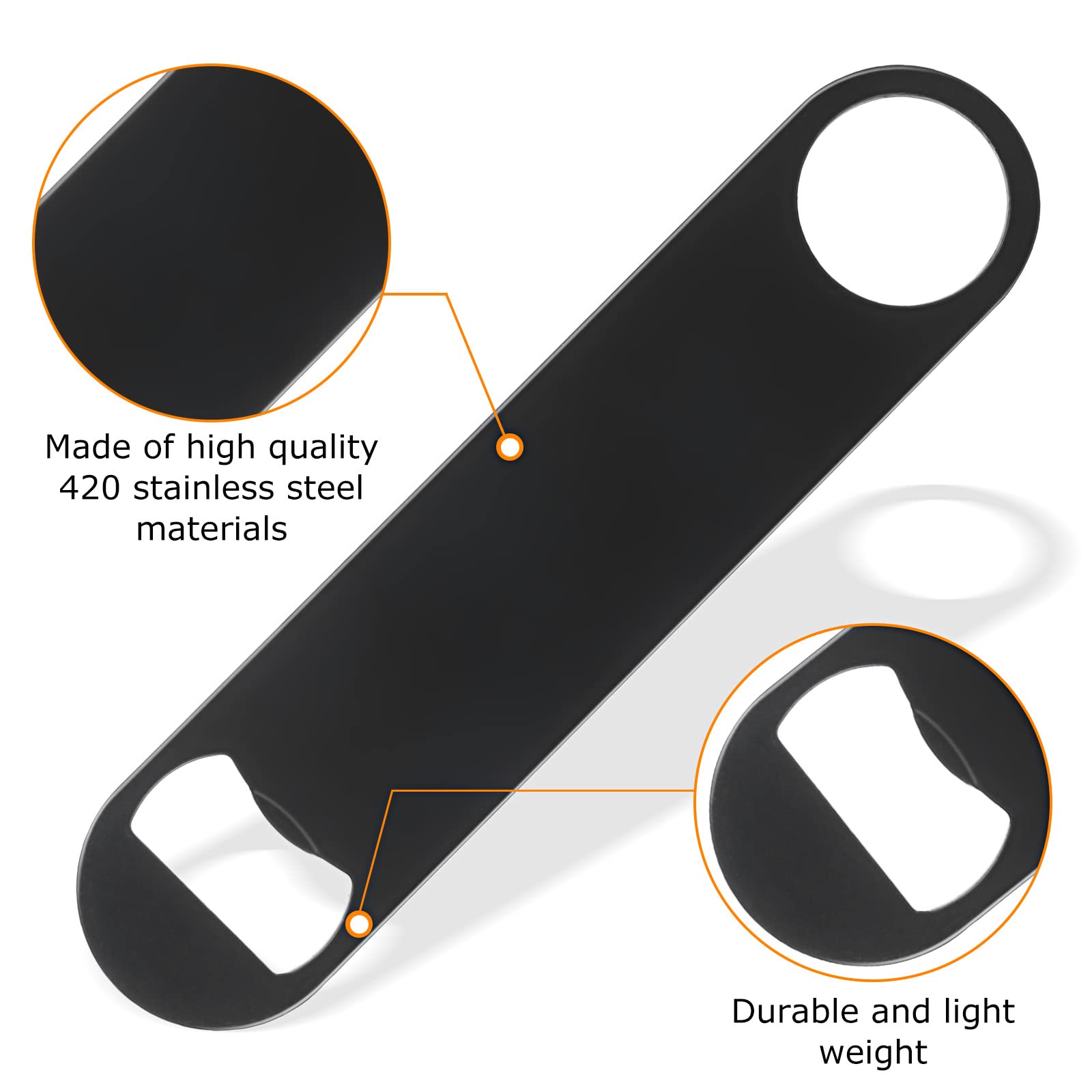 QTLCOHD 20 Pack Flat Bottle Opener 7 Inch Stainless Steel Bottle Openers Bulk Black Beer Bottle Opener Bartender Beer Bottle Opener for Kitchen Bar or Restaurant