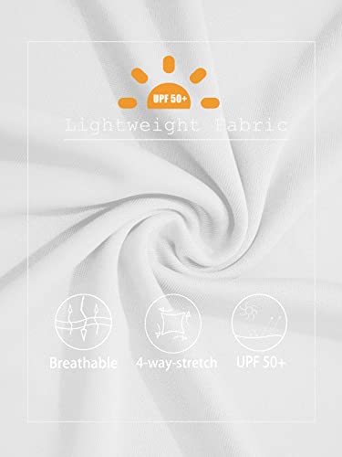 MAGCOMSEN Women's Long Sleeve Rash Guard Shirt - UV Protection, Hiking, Running, Fishing - White