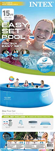 Intex 28167EH Easy Set Inflatable Swimming Pool Set: 15ft x 48in β Includes 1000 GPH Cartridge Filter Pump β Removable Ladder β Pool Cover β Ground Cloth