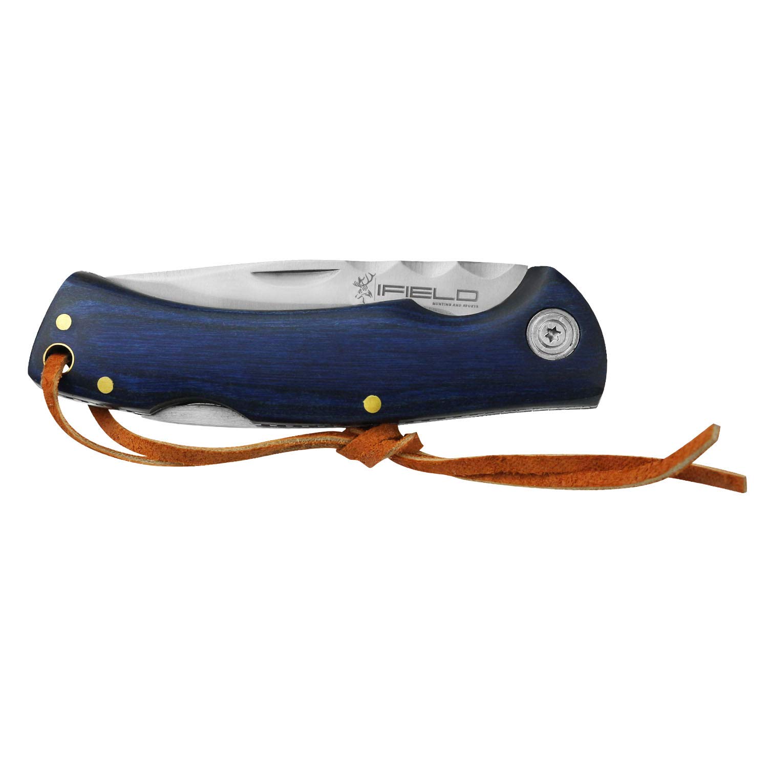 iFIELD Folding Knife Camper EL29039, Blue Stamina Handle, with Cord, 3.3 inch Stainless Steel Blade, Camping Tool for Fishing, Hunting, Sport Activity.