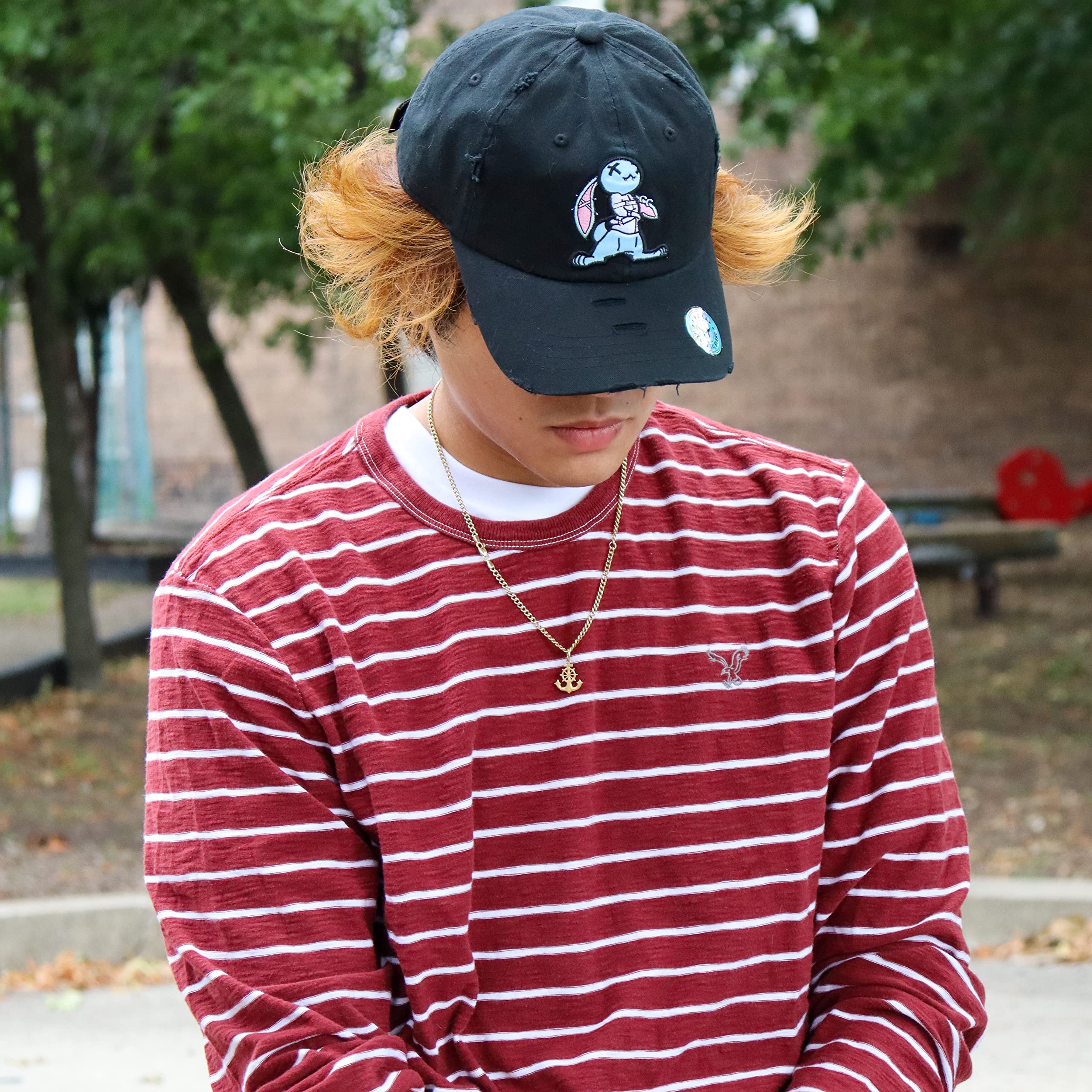 MU:KA: Dad Hat Streetwear Hip Hop Graphic Hats Bunny Embroidery Dad Hat Women Men Baseball Cap Designs (Psycho Rabbit (Lemon))
