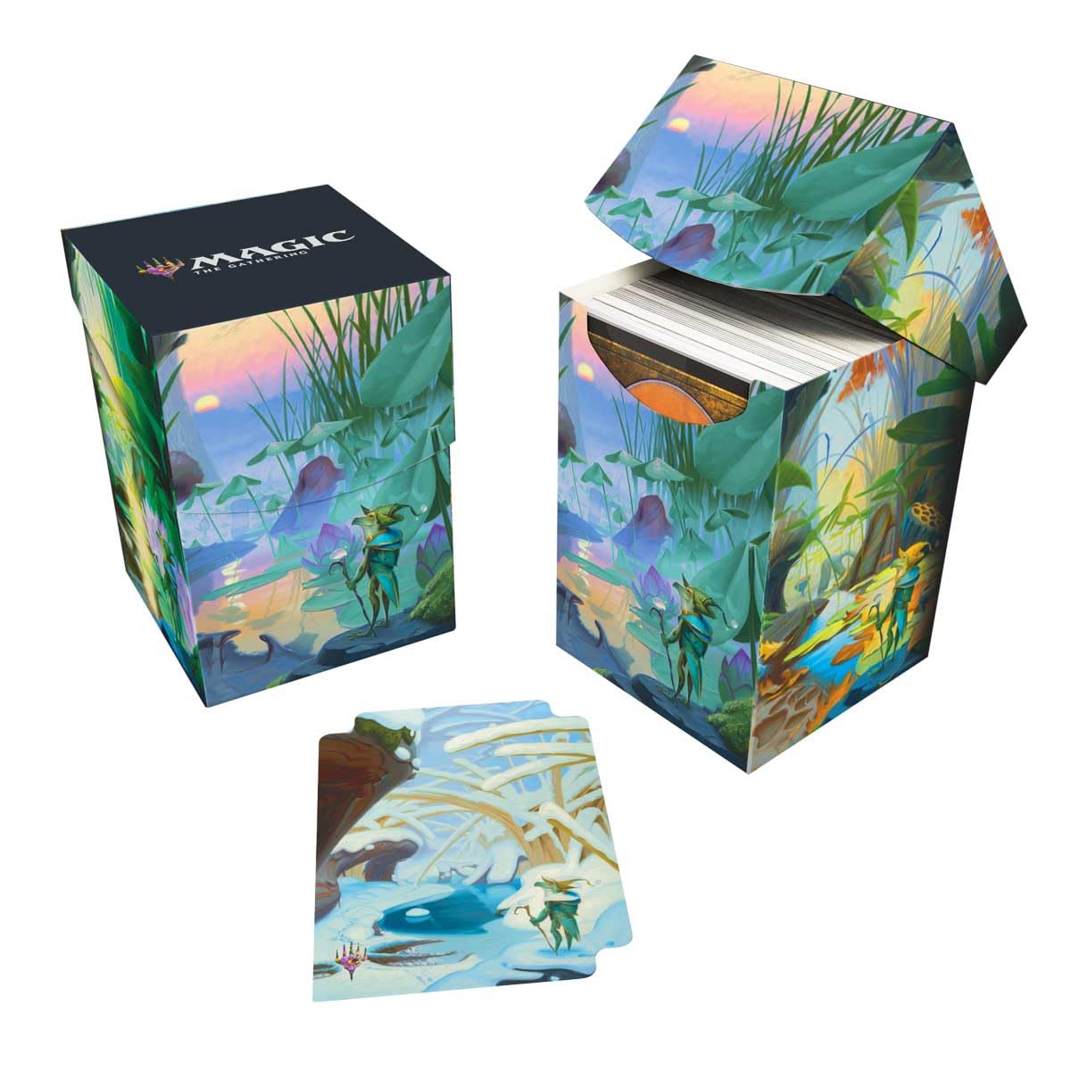 Ultra Pro - Bloomburrow 100+ Deck Box® Season Lands: Island for Magic: The Gathering, Exclusive Artwork, Archival Safe, Rigid Polypropylene, Deck Divider Included
