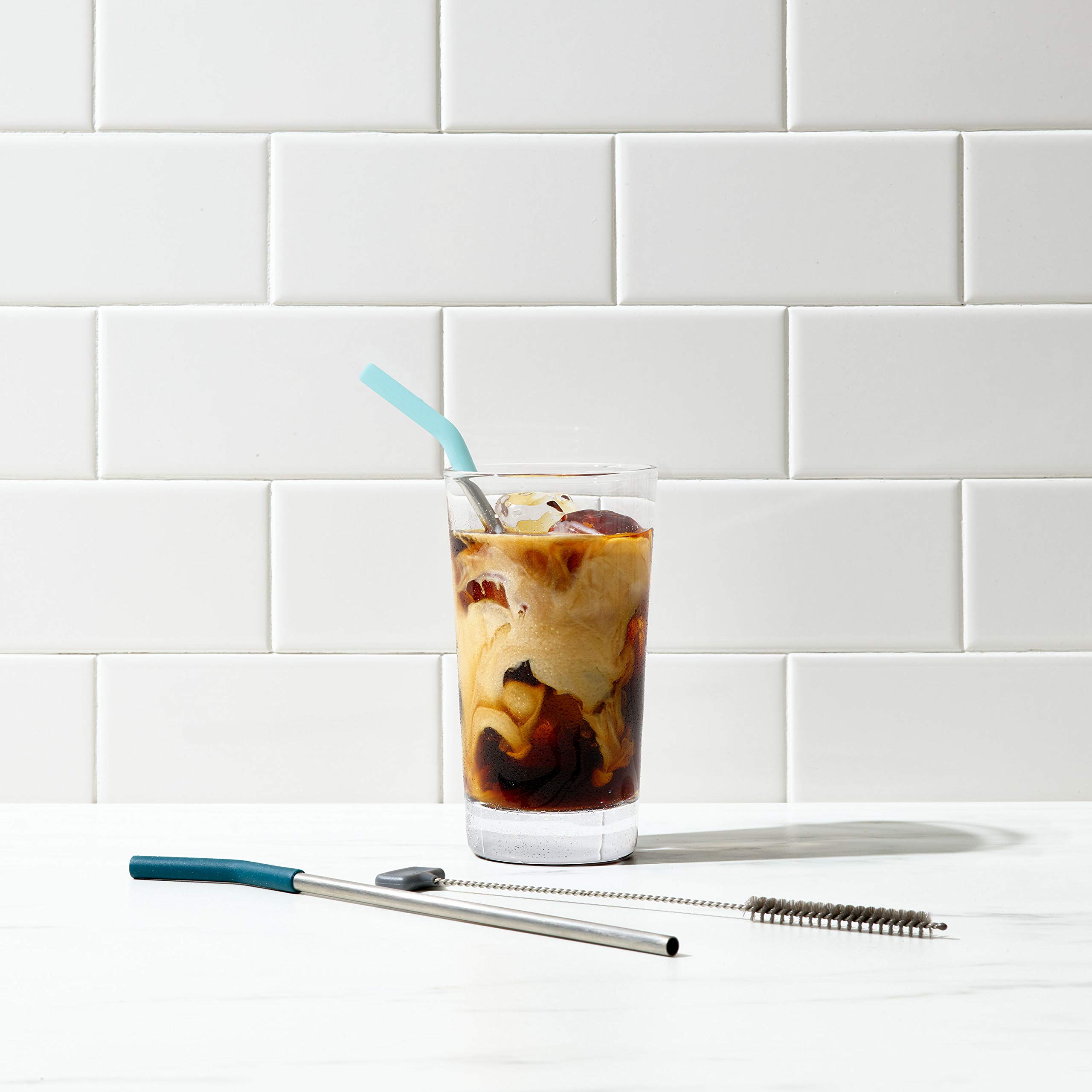 OXO Blue/Green Good Grips 3-Piece Reusable Straw Set, One Size