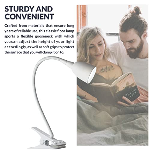Newhouse Lighting NHCLP-OL-WH Olivia LED Clamp Light Desk Lamp with Flexible Gooseneck, 3 Brightness Levels & 3 Color Modes, White
