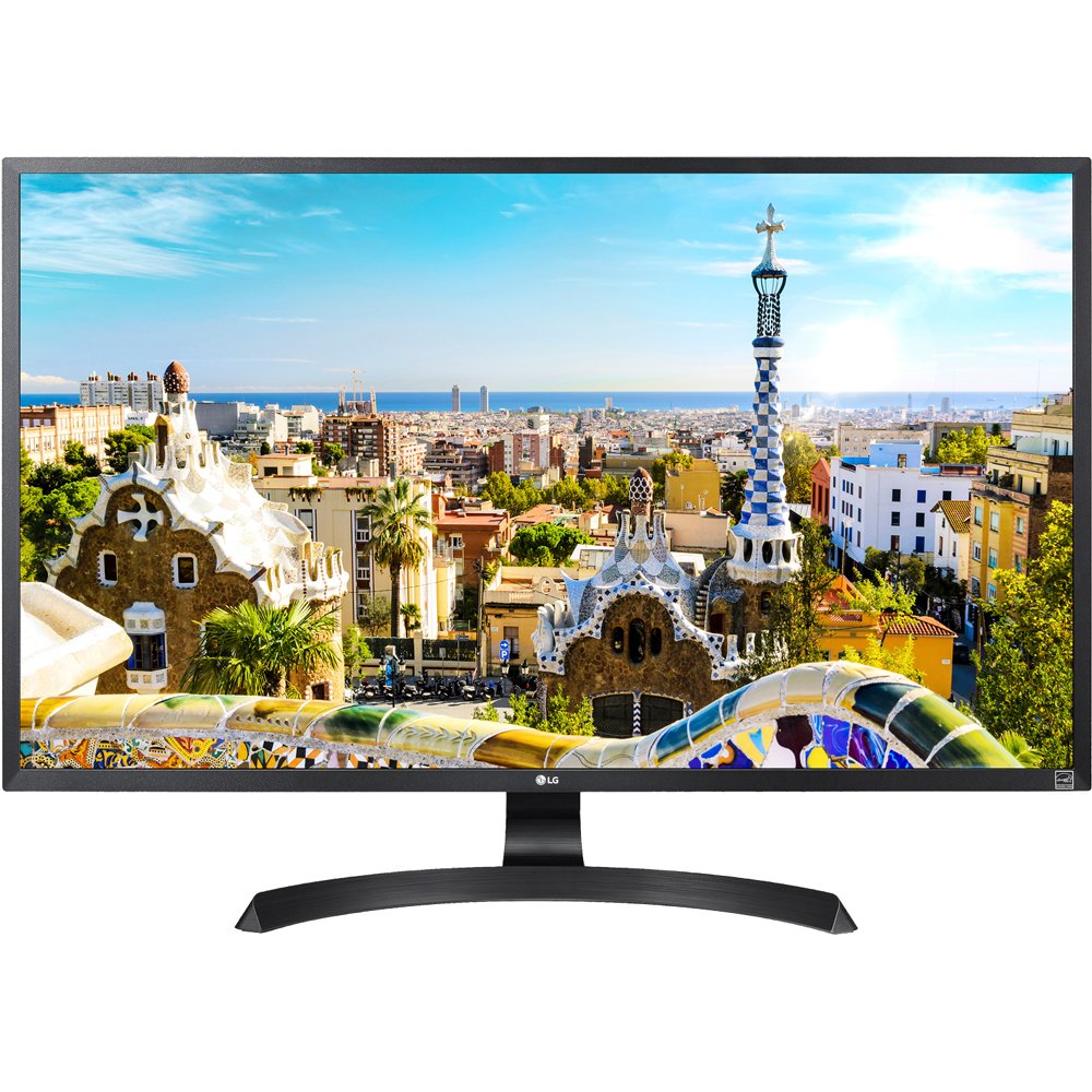 LG 32UD59-B 32 inch 4K UHD LED Monitor 3840 x 2160 16:9 Bundle with Deco Gear 2.4GHz Wireless Backlit Keyboard Smart Remote with Touchpad Mouse, 2X HDMI Cable and Microfiber Cleaning Cloth