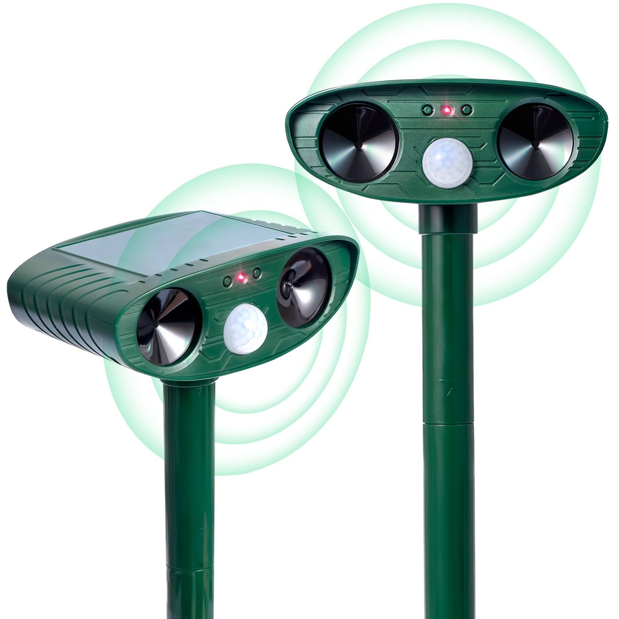 Ultrasonic Animal Repeller, 2 Pack Solar Powered Animal Repellent, Waterproof Animal Deterrent Devices Outdoor Repels Cat, Dog, Fox, Derrent, Rat, etc