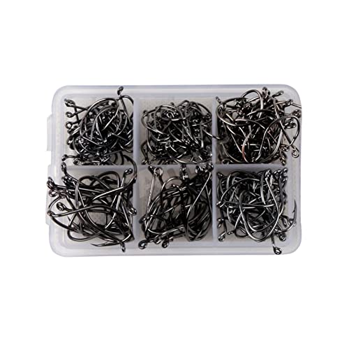 NZNB Fish Hook 220pcs/set Mixed Size 2#/4#/6#/8#/10# Carbon Steels Fishing Hooks Set with Box Fishing Tackle Tools Barbed Fishhooks Fishing Accessories