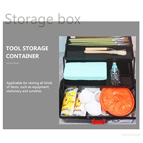 Yardwe 3- Layer Plastic Organizer Box Sewing Box Multipurpose Organizer with Removable Tray Portable Handled Storage Case for Art Craft and Cosmetic Black