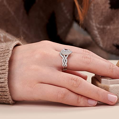 Newshe Wedding Rings for Women Engagement Ring Set 925 Sterling Silver 1.3ct Pear White Cz Size 5-10 (Pear Shape, 11)