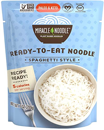 Miracle Noodle Spaghetti Noodles - Shirataki Noodles. Ready To Eat, Konjac, Low Carb, Keto, Paleo, Vegan, Gluten Free, Low-Calorie Pasta - 7 Oz, 6-Pack