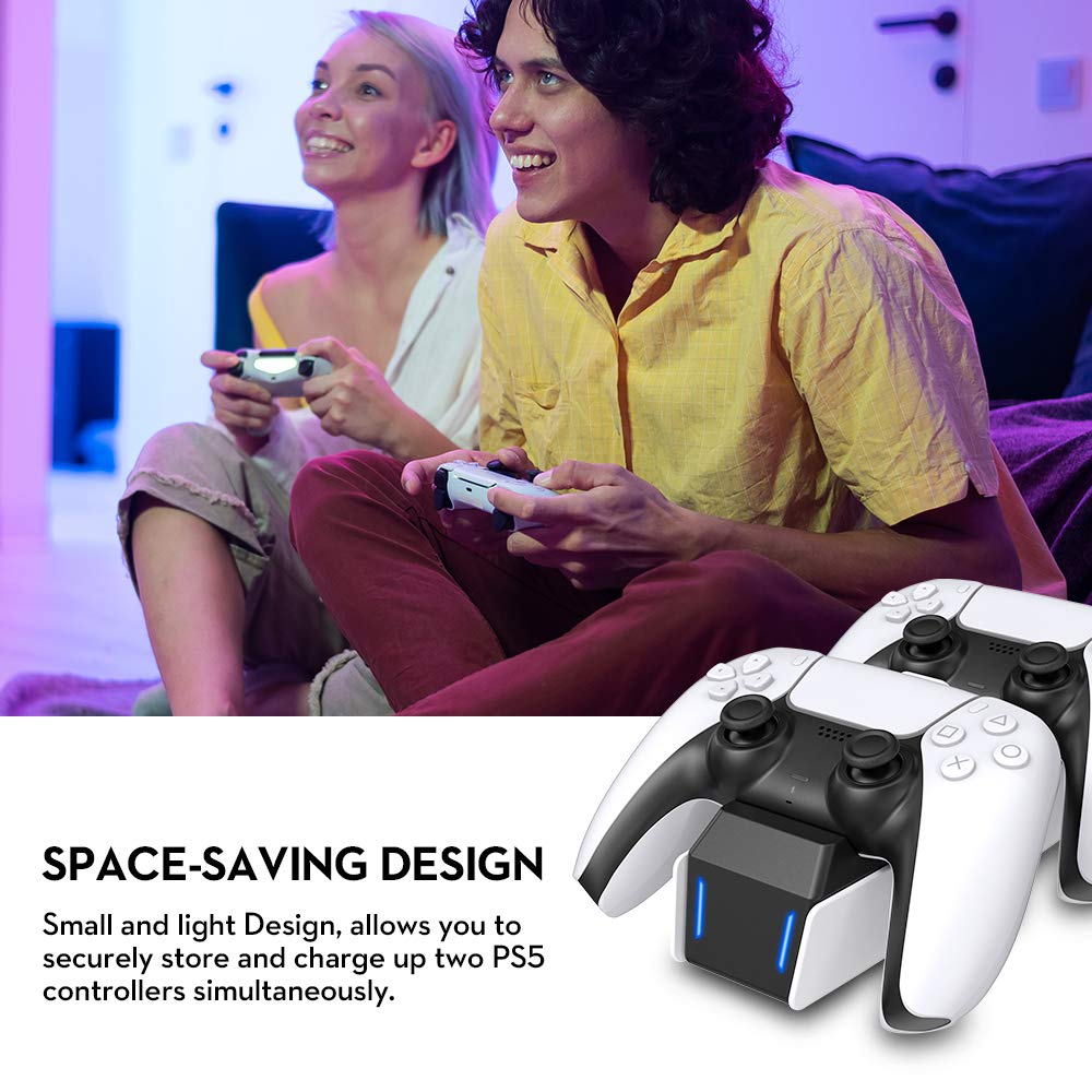 PS5 Controller Charger Station for Men Dad Boyfriend PS5 Fast Charging Station with Fast Charging Playstation 5 Dual Controller Charging Stand for DualSense Charging Station Black