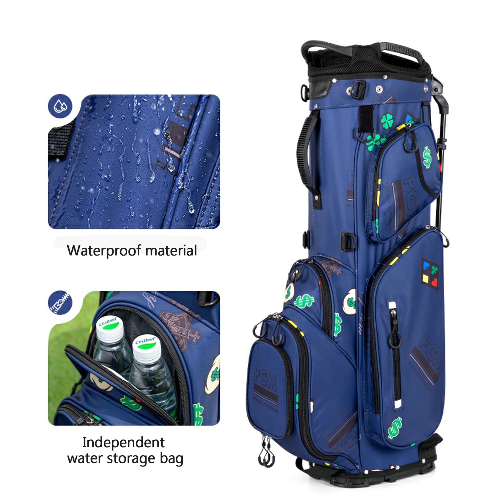 PGM Golf Bag Stand Bag - Lightweight, Water-Repellent, Portable Travel Golf Bag with Personalized Golf Club Bag