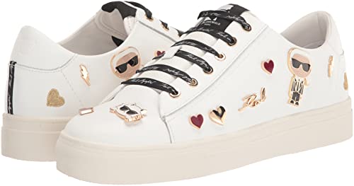Karl Lagerfeld Paris Cate Shoes β Sneakers for Women with Iconic KLP Pins, Bright White, 11