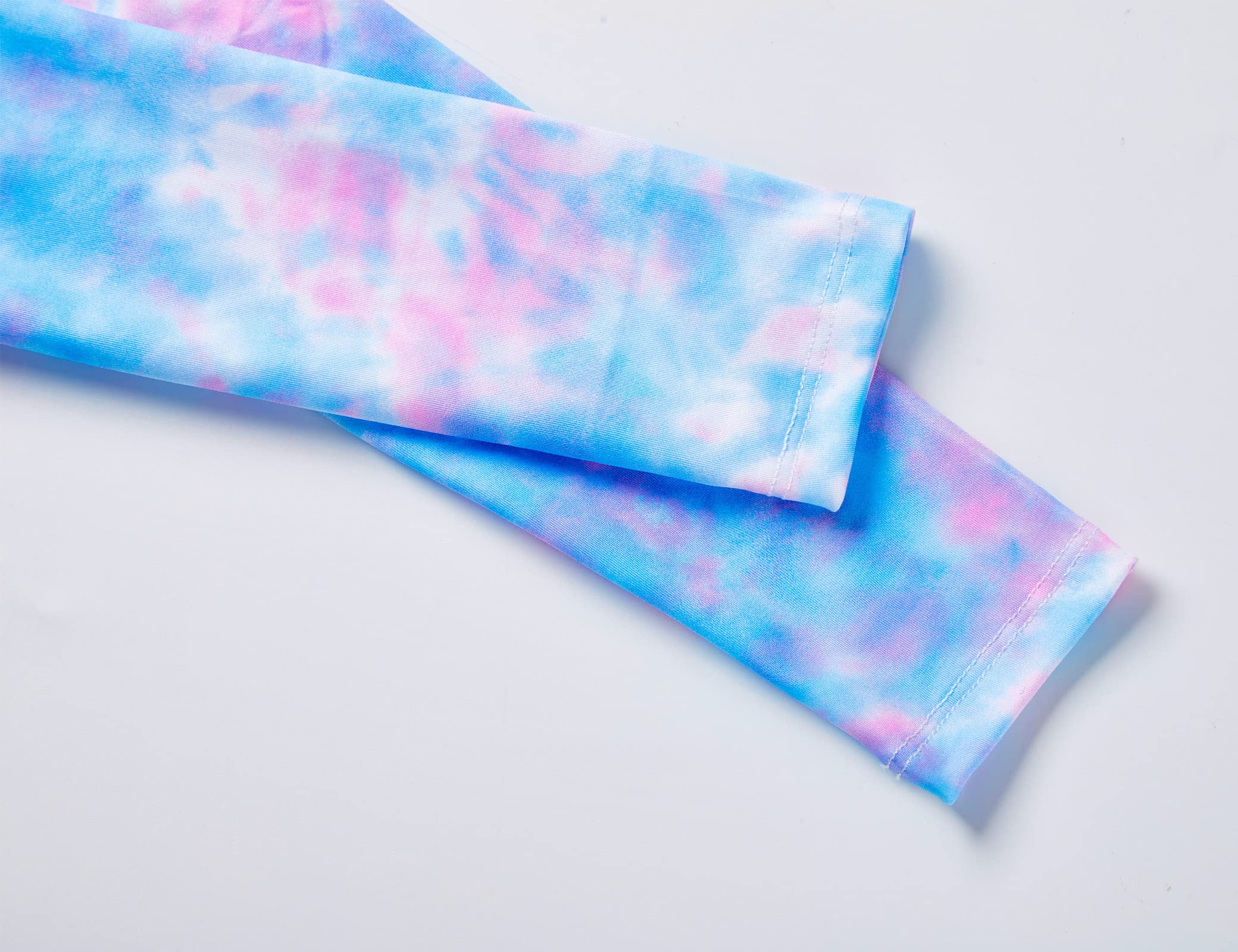 rainbowsnow Gymnastics Leotards for Girls Long Sleeve Size 6-7 Years Old Blue Tie Dye Pattern Cute Fitted Winter Gym Leos Tumbling Bodysuits