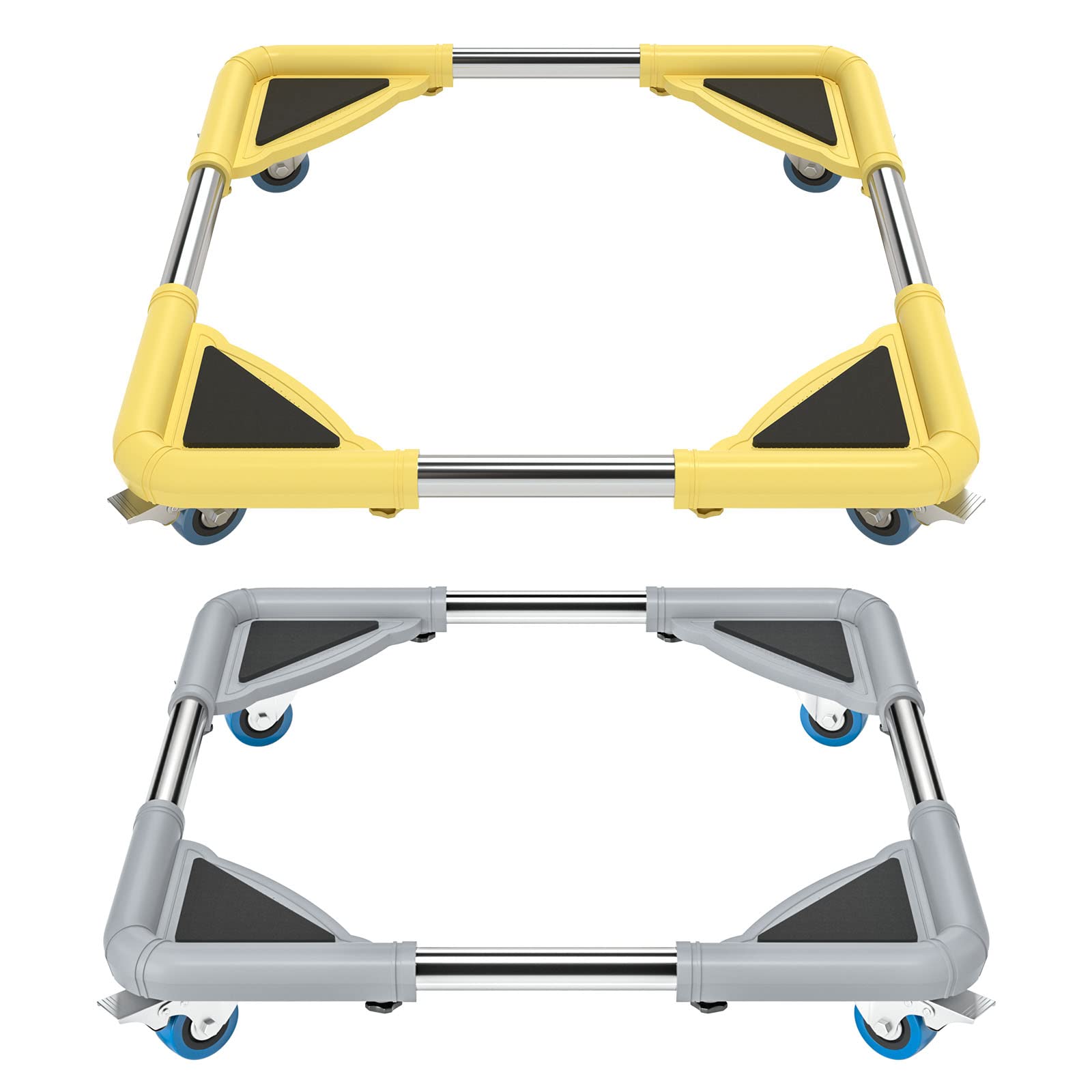 Telescopic Furniture Dolly with 4 Lockable Swivel Wheels, Weight Capacity:300 LBS, Yellow/Grey
