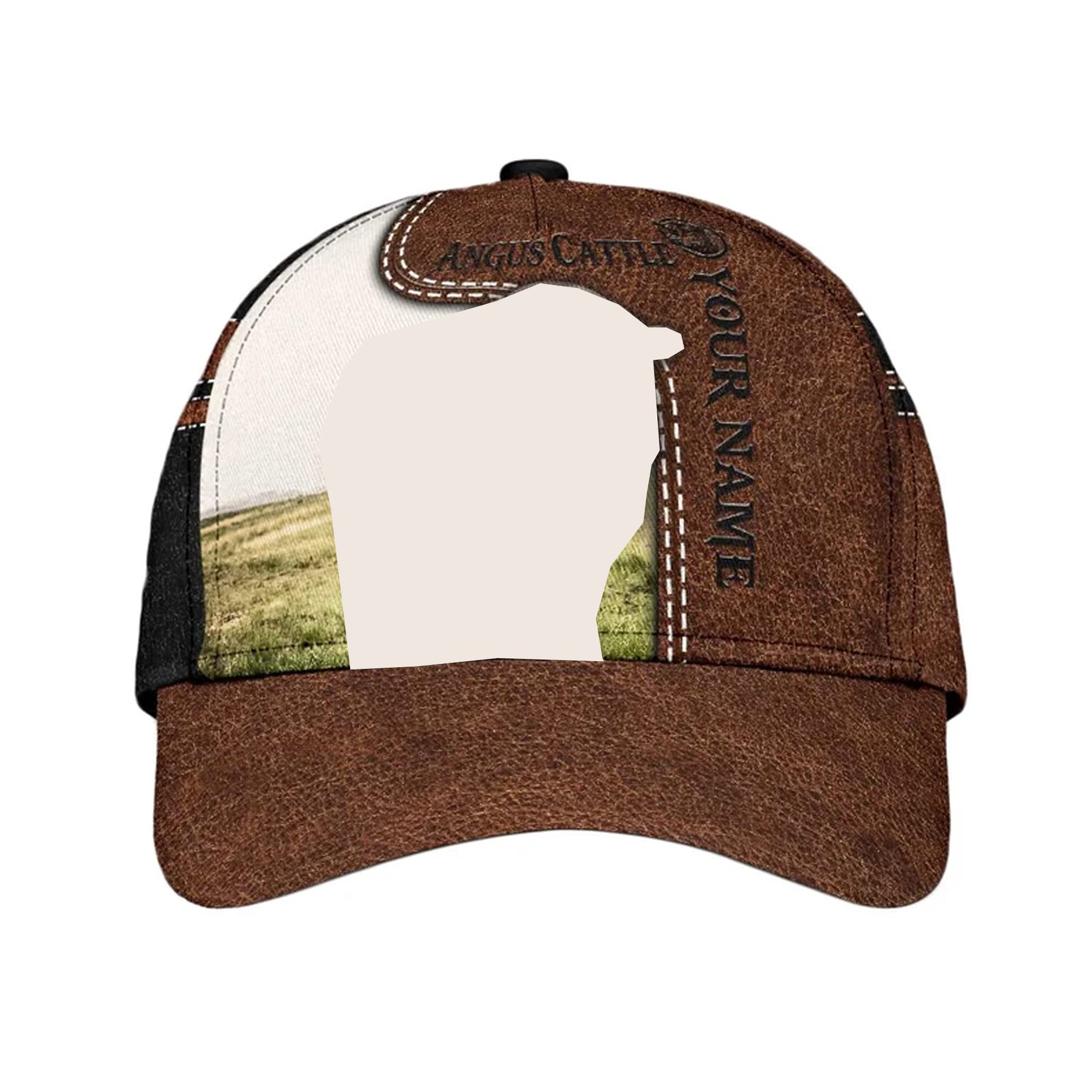 Personalized Angus Cattle Leather Brown Classic Baseball Cap