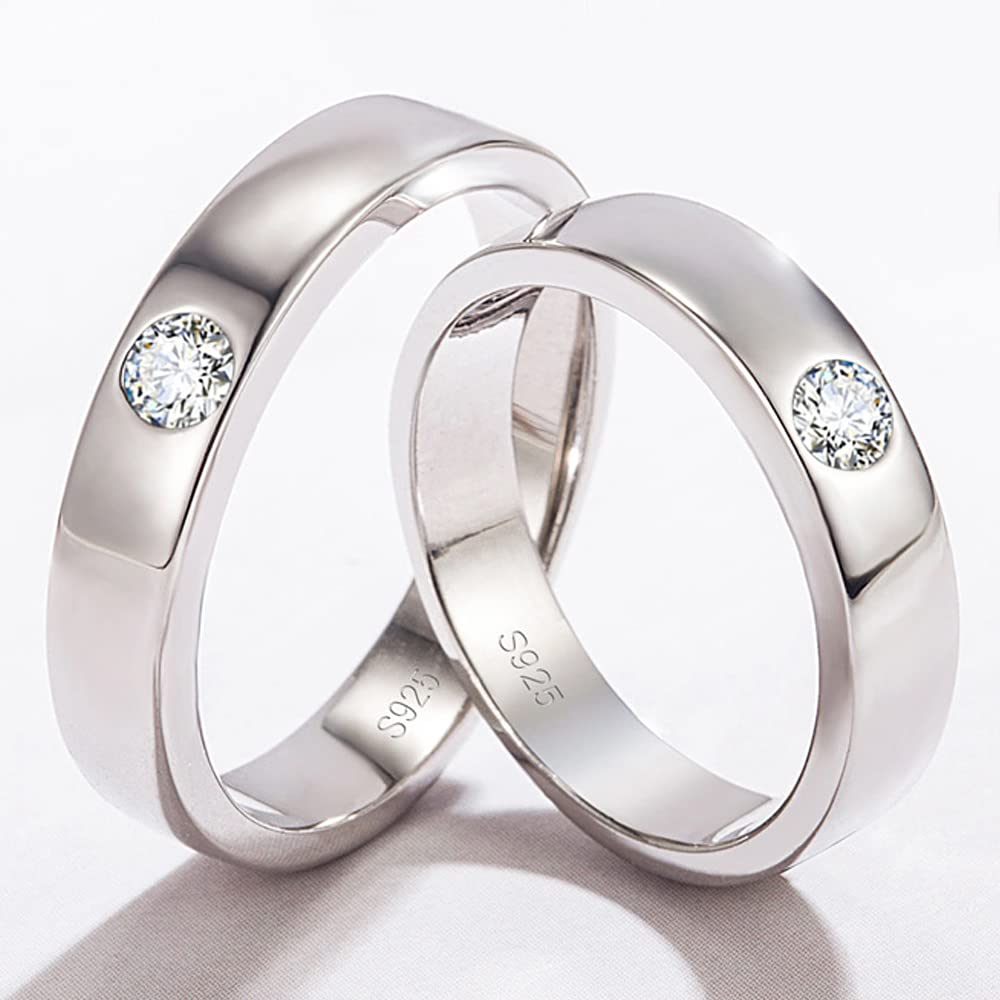 Meilanduo Solid 925 Sterling Silver Engagement Ring Round Brilliant Cubic Zirconia CZ Wedding Band Ring, Sizes 5 to 13 for Men & Women (9)