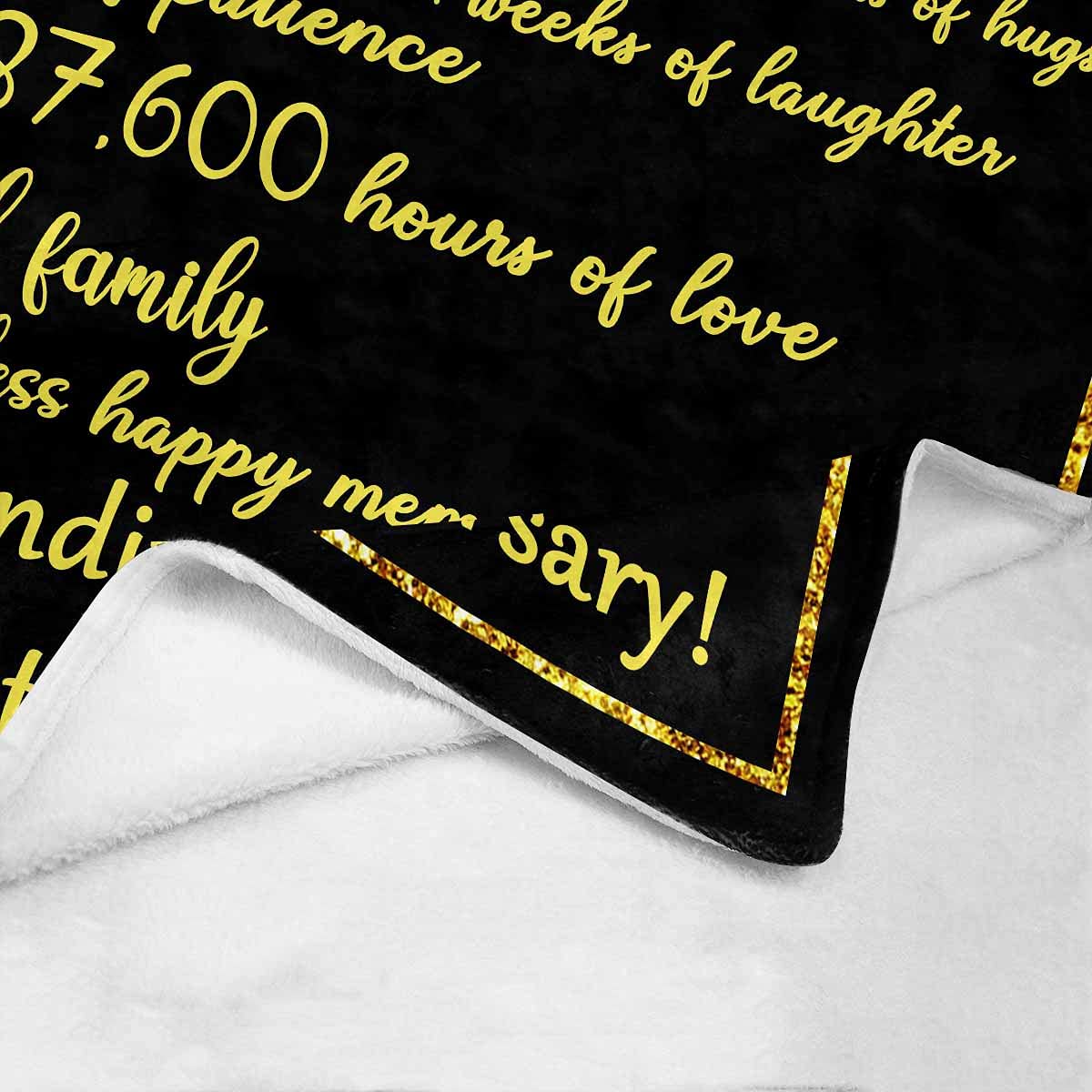 Personalized Anniversary Throw Blanket, 10 Year Anniversary Wedding Gifts for Couple Parents, Customized Soft Warm Lightweight Flannel Fleece Blanket, Couples Blanket Full Size for Valentine Birthday