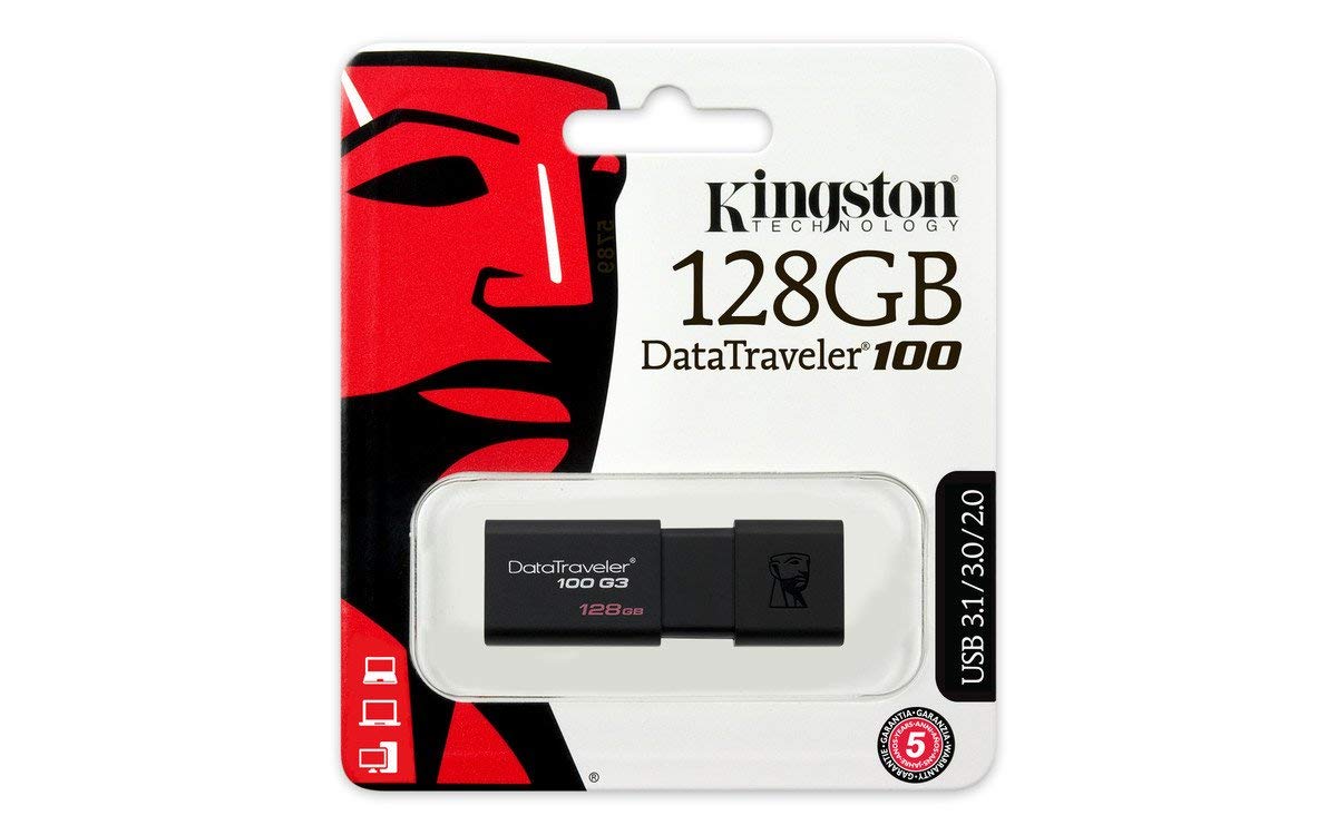 Kingston 128GB Digital Data Traveler DT100G3 3.0 USB High Speed Flash Drive (DT100G3/128GB) Plus (1) Everything But Stromboli (TM) Lanyard