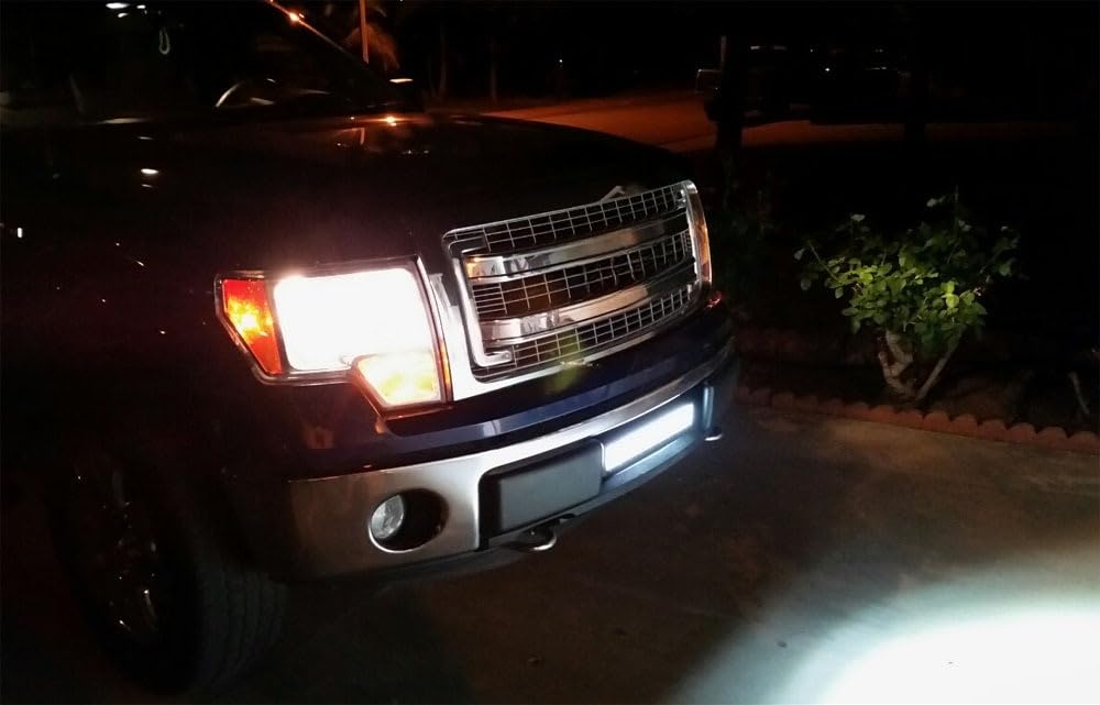 iJDMTOY Lower Grille Mount LED Light Bar Kit Compatible with 2009-14 Ford F-150 or Raptor, Includes (1) 96W High Power LED Lightbar, Lower Bumper Opening Mounting Brackets & On/Off Switch Wiring Kit