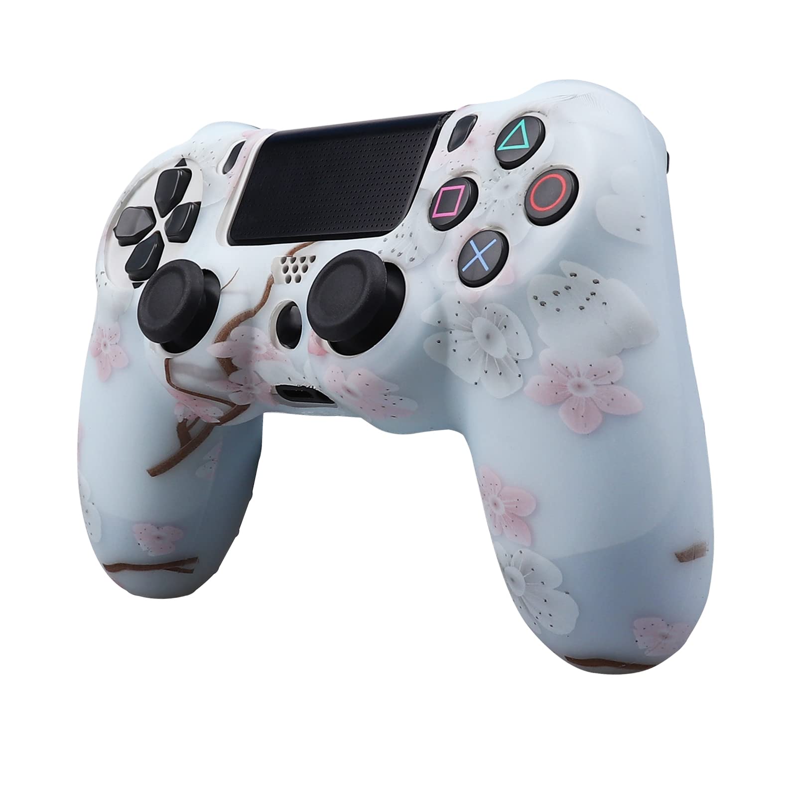 RALAN Pink Controller Skins for PS4, Silicone Controller Cover Skin Protector Compatible with PS4 Slim/PS4 Pro Controller (Pink Pro Thumb Grip x 6,Skull Cap Grip x 2)(Camouflage Pink+White Pink