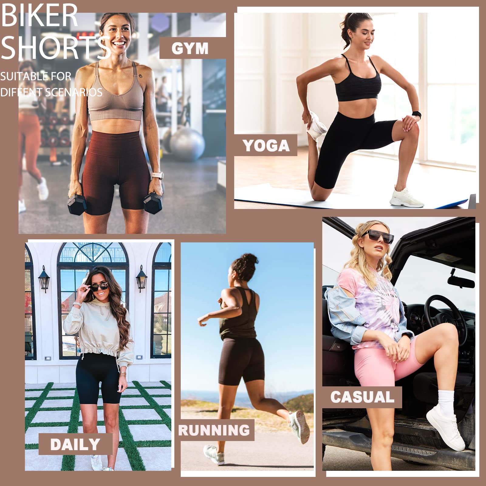 MOREFEEL 3 Pack Buttery Soft Biker Shorts for Women – 8" High Waist Tummy Control Workout Yoga Running Gym Athletic Shorts