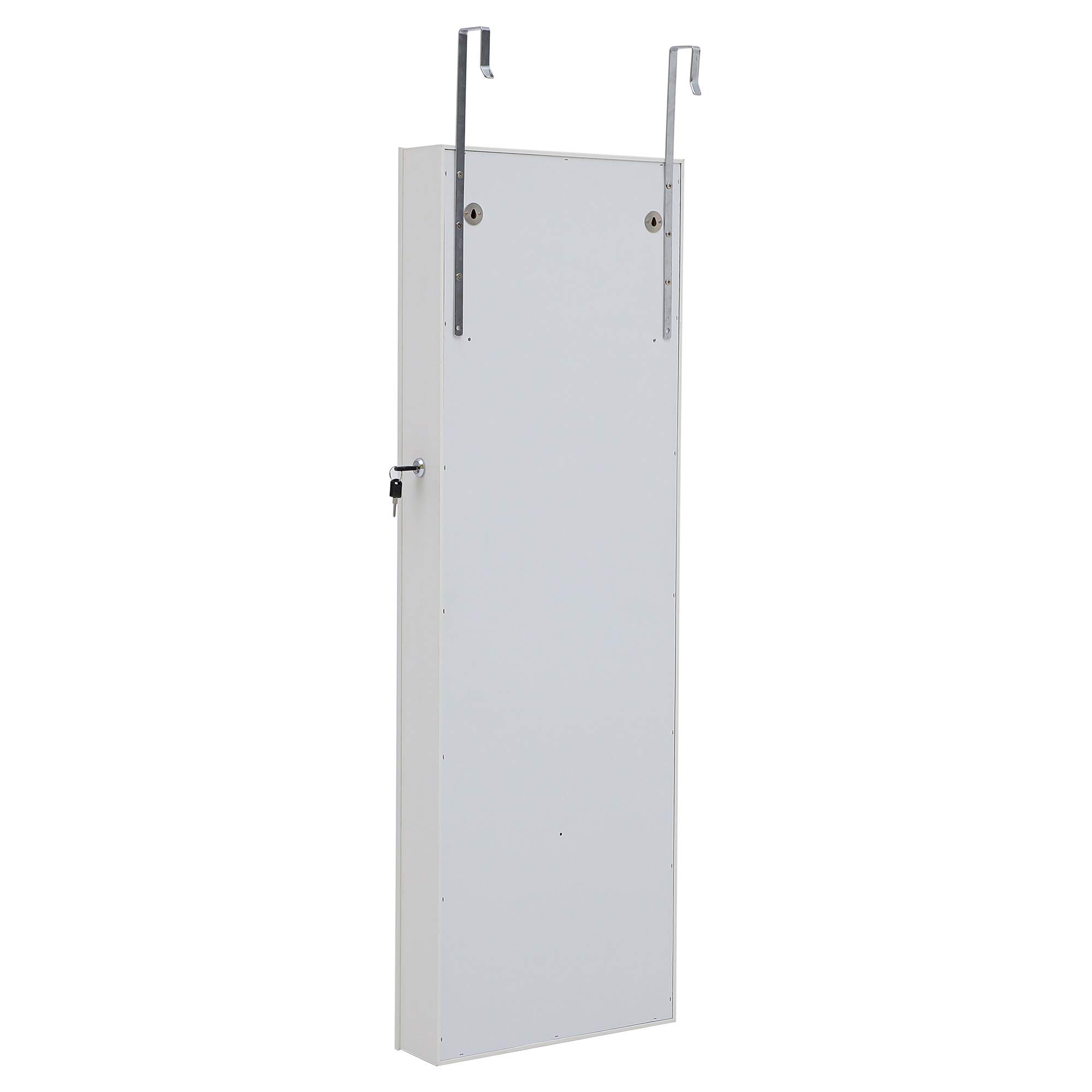 Jaxenor Fashion Simple Jewelry Storage Mirror Cabinet Can Be Hung On The Door Or Wall, White