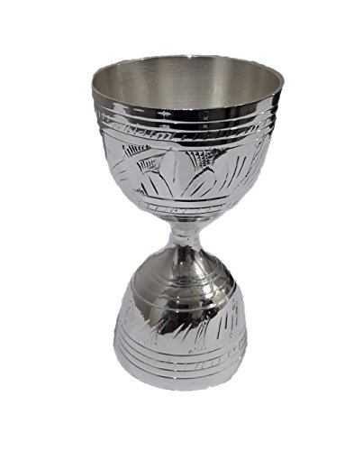 PARIJAT HANDICRAFT Stainless steel copper serving kadhai pan with steel mug and embossed brass shot jigger