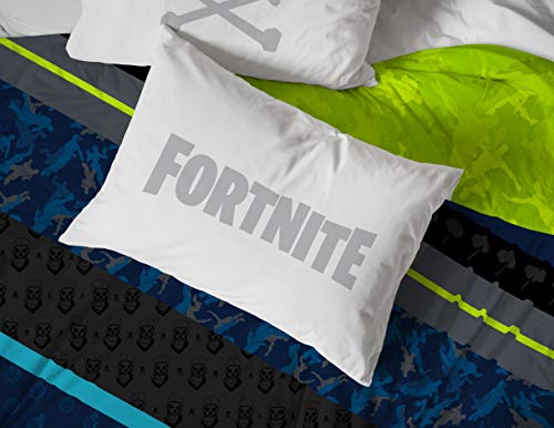Jay Franco Fortnite Neon Stripe 5 Piece Queen Bed Set - includes Reversible Comforter & Sheet Set Bedding - Super Soft Fade Resistant Microfiber (Official Fortnite Product)