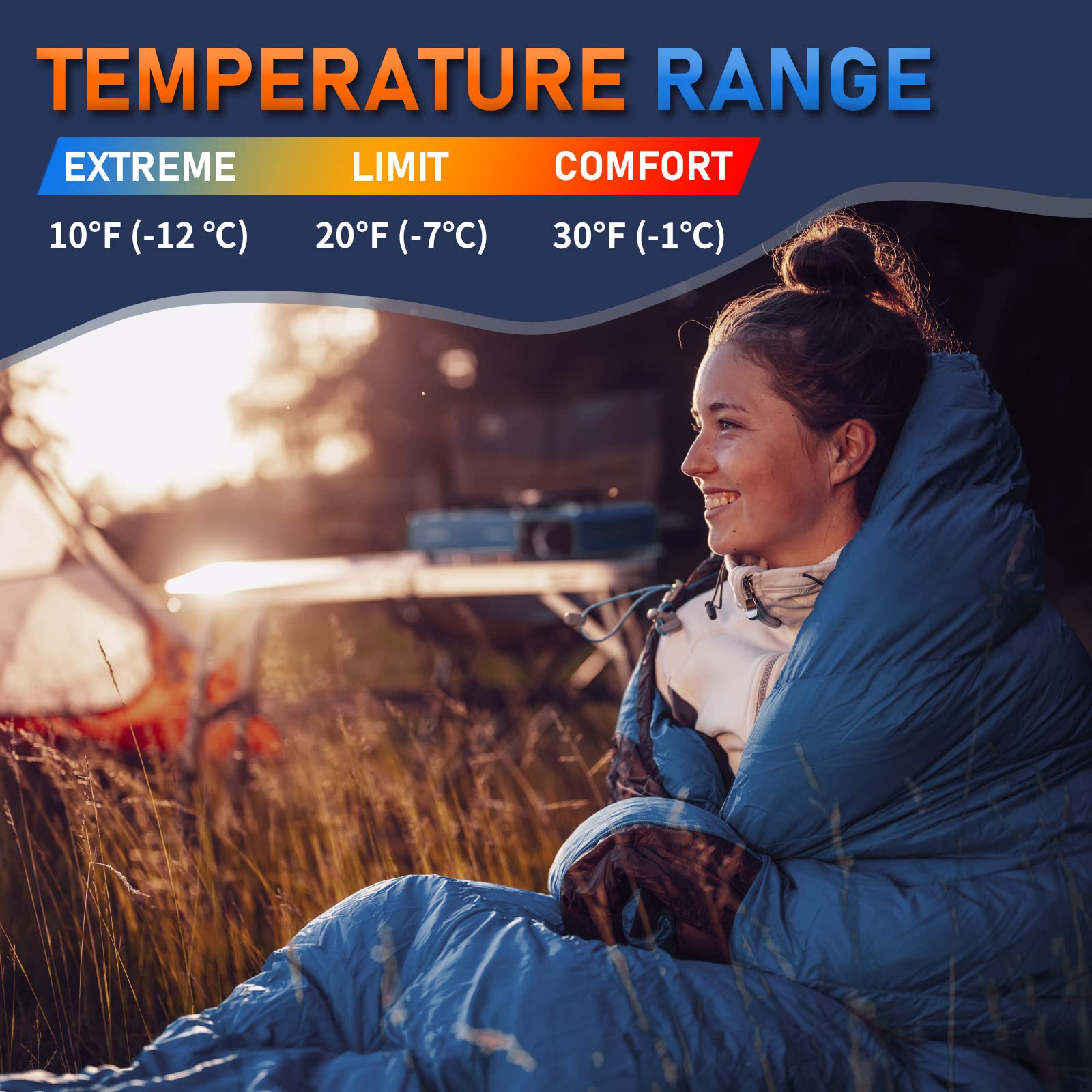Mummy Sleeping Bag for Adults with Pillow, MEREZA 20 Degree Cold Weather Sleeping Bag for Camping Backpacking Mummy Bag Warm Washable for Hiking 4 Seasons