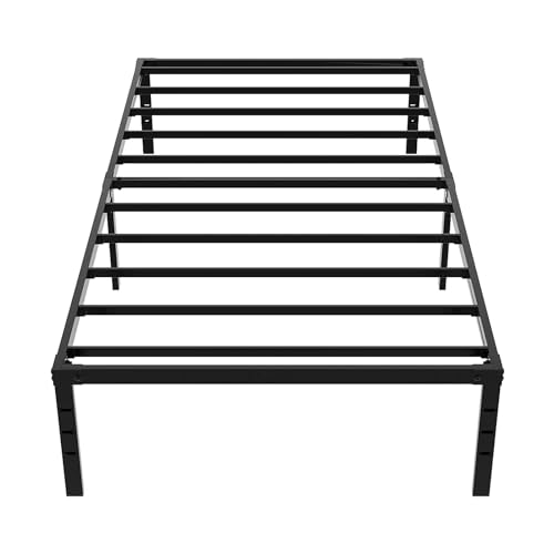 Yedop 14 Inch Twin Size Metal Bed Frames, No Box Spring Needed, 2500 lbs Heavy Duty Steel Slat Support, Non-Slip, No Noise, Strong Twin Platform Metal Bed Frame, Black