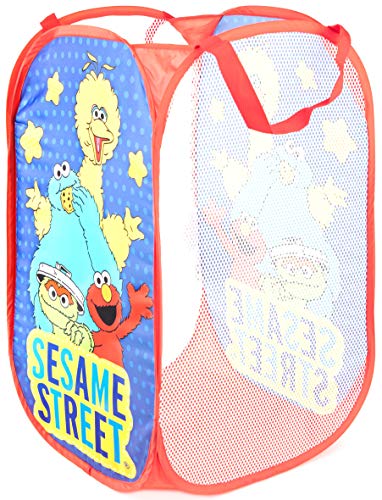 Jay Franco Sesame Street Pop Up Hamper - Mesh Laundry Basket/Bag with Durable Handles - Features Elmo & Cookie Monster (Official Sesame Street Product)