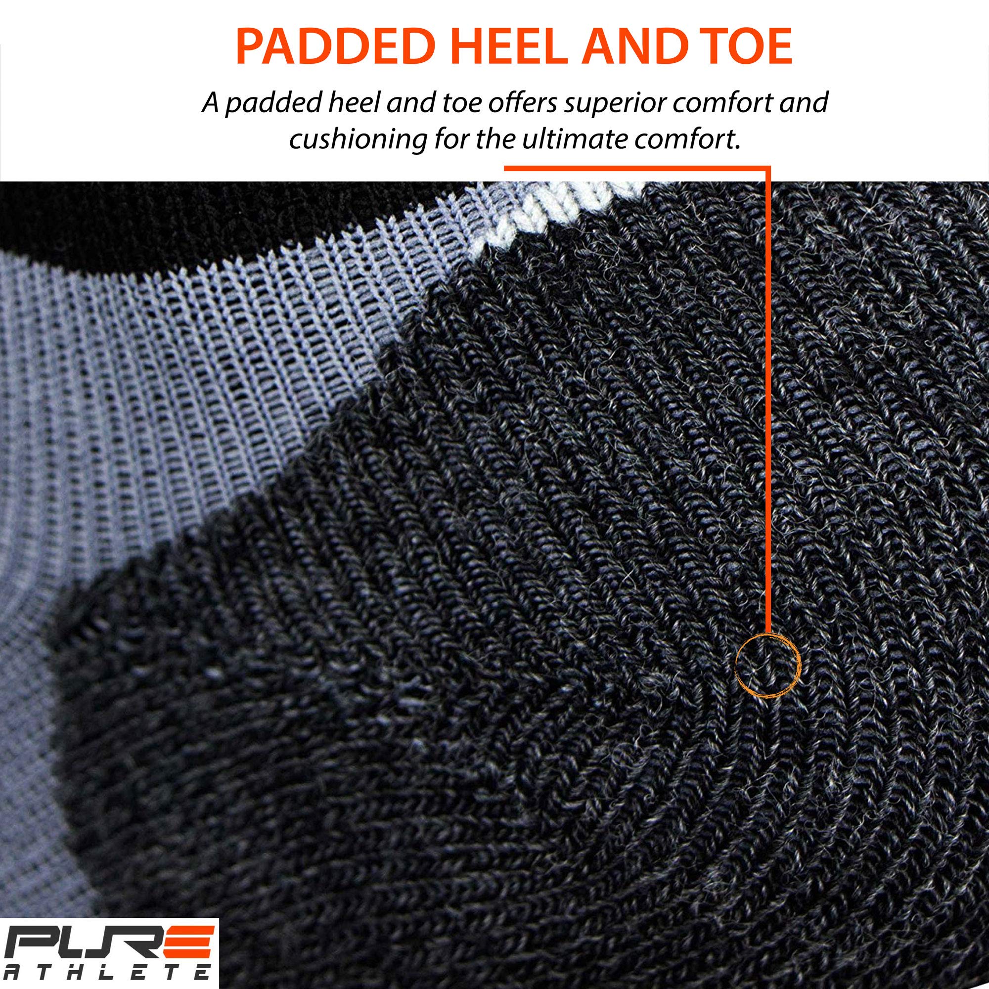 Pure Athlete Merino Wool Socks - Low Show Cushioned Athletic Padded Running Sock (3 Pairs - Sky Blue, X-Large)