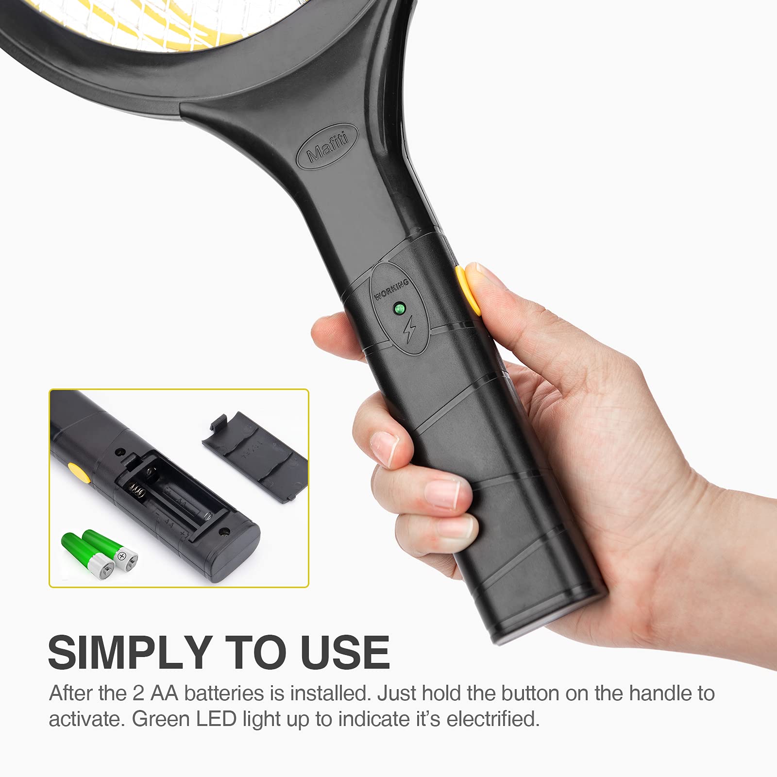 mafiti Electric Fly Swatter Fly Killer Mosquito Zapper Bug Zapper Racket for Indoor Outdoor 2AA Batteries not Included