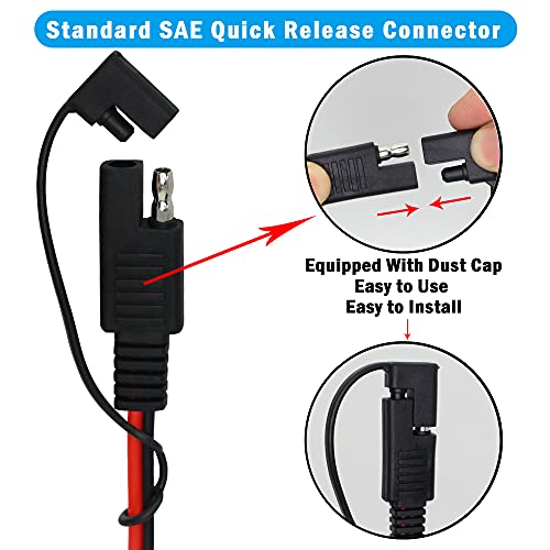 PNGKNYOCN SAE to Battery Alligator Clip 12V 16AWG Wire Harness SAE with Switch Quick Release Adapter to Alligator Clips Quick Disconnect Cable(2M)