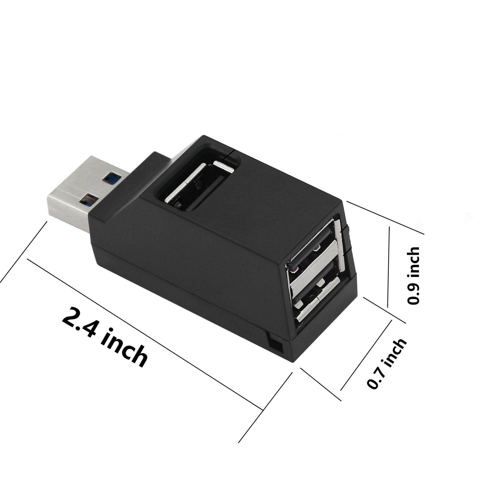 SHANFEILU USB Hub 90 Degree Splitter 3 Port USB 2.0 Adapter Portable Powered Data USB Hub High Speed Transfer for PC Laptop USB Flash Drive Black