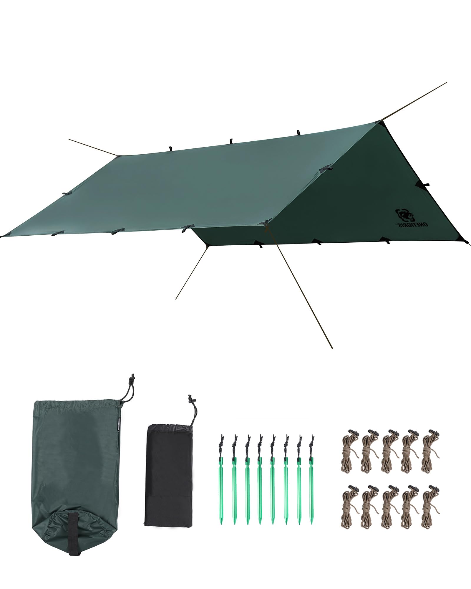 OneTigris Bastion Hammock Rain Fly Tarp Shelter Survival Gear, Waterproof Lightweight Compact for Camping Hiking Backpacking Survival Bushcraft