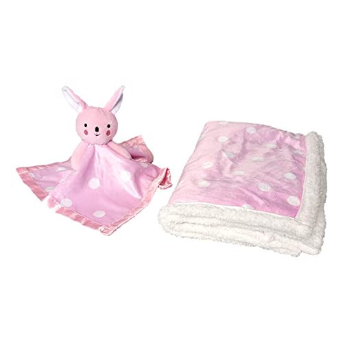 SONA G DESIGNS Personalized Baby Security Blanket Lovey and Swaddle Blanket Set with Custom Embroidered Name for Babies Boy and Girl (Bunny with Embroidered Name)