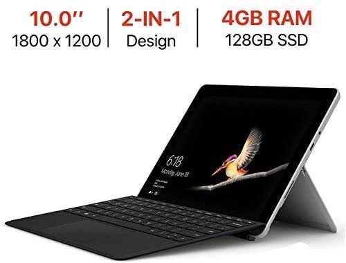 Microsoft Surface Go 10ββ Touchscreen (1800x1200) PixelSense Display w/Surface Type Cover, Intel Pentium Gold 4415Y Facial Recognition USB-C Windows Ink Active Windows 10 S Mode 4GB RAM 128GB SSD