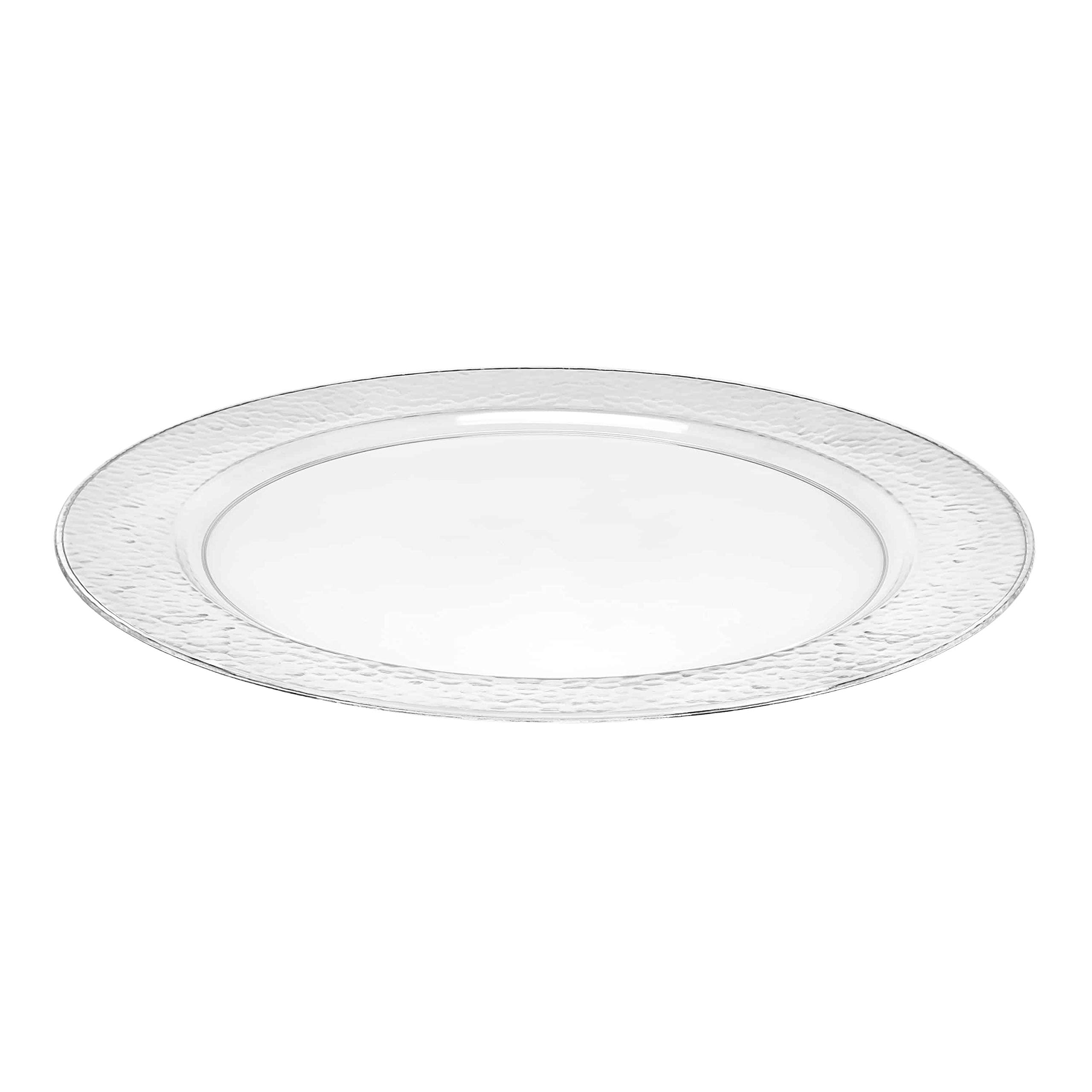 Premium Clear Round Plastic Serving Trays (Pack of 2) - 13.5" - Extra Heavy Weight & Pebbled Design - Perfect for Parties, Gatherings, and Everyday Dining